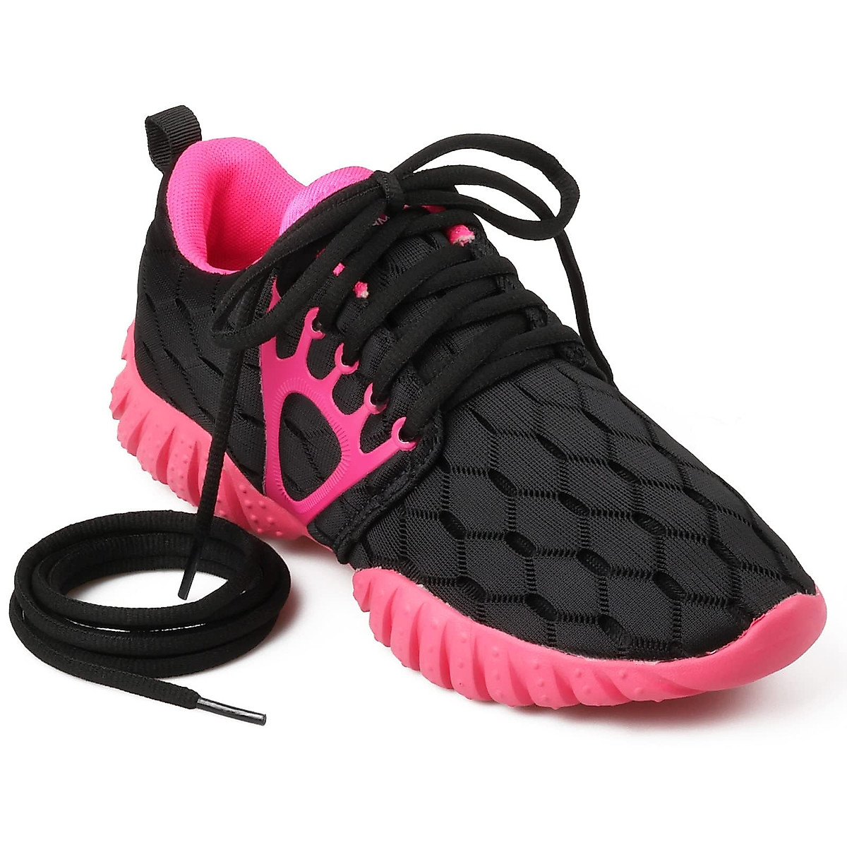 Puzeam 2 Pairs Oval Athletic Shoelaces 30 Colors 1/4" Half Round Shoe Laces for Sneakers - Black 60