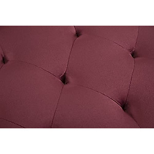 ERYE Button Tufted Sectional 2 Pillows and Reversible Chaise Lounge, L-Shaped Nailhead Decor Corner Sofá Convertible Sleeper Bed for Living Room Furniture Sets, Sofa & Couch, Red
