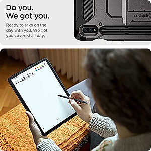 Spigen Tough Armor Pro Designed for Galaxy Tab S8 Case (2022) / Galaxy Tab S7 Case (2020) with S Pen Holder - Gunmetal