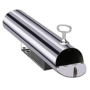 AIWFL 3.15x18.9 in Wall Mounted Large Trash Bin Outdoor/Indoor Trash Cans Holder Waste Containers Ash Bin w/Key (Silver)