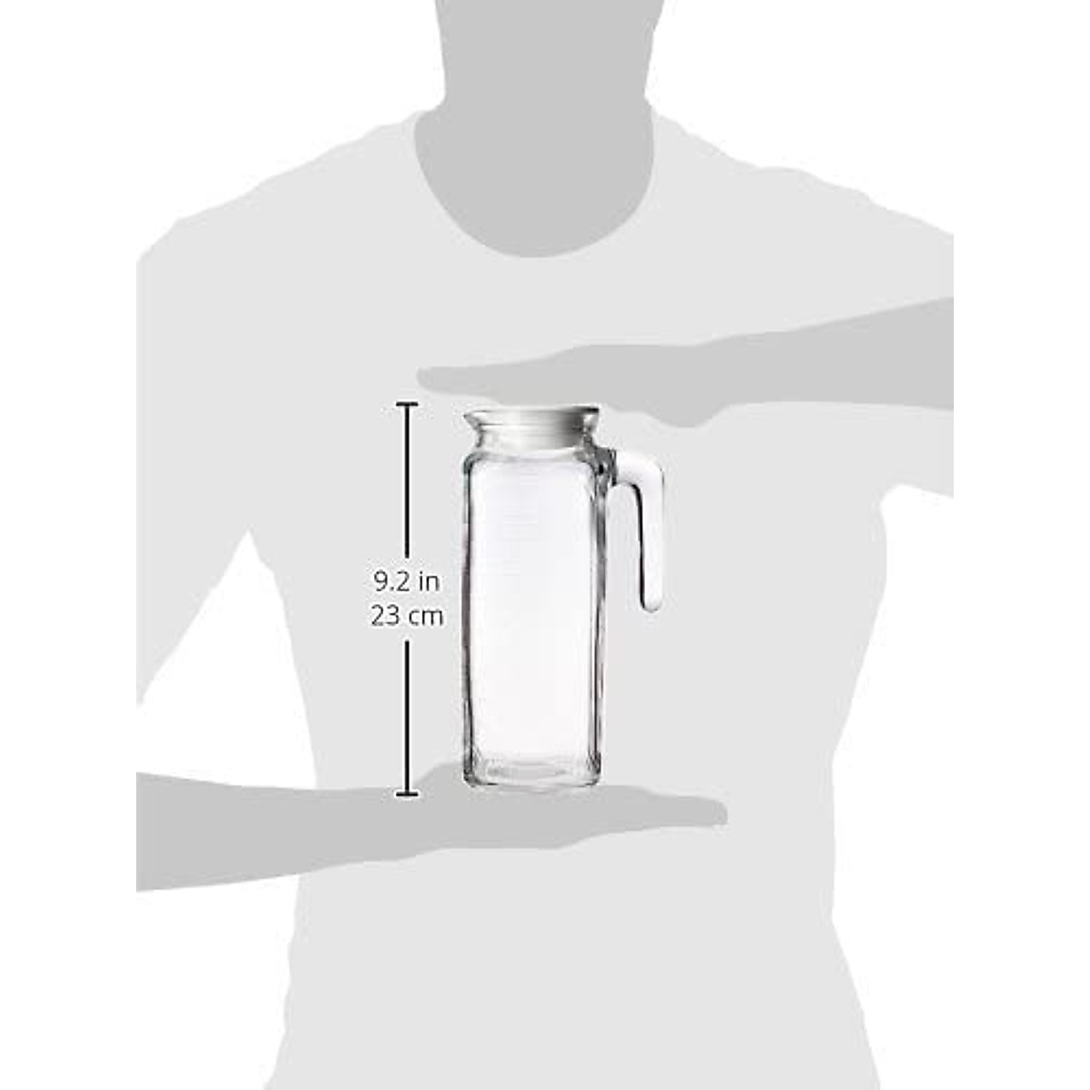 Friwer Gelo Glass Jug With White Lid, Easy Pour Spout & Handle – For Water, Juice, Iced Coffee & Iced Tea, 41-Ounce (1.2 Liter)