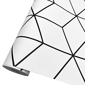 Yifasy Shelf Liner Black Hexagon Self-Adhesive Drawer Paper Furniture Protector Redo Wine Cabinet 118x17.7 Inch