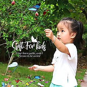 Teenitor Garden Butterfly Stakes, 60pcs 7cm Decor Yard Patio Planter Flower Pot Spring Garden Stakes Decorative Outdoor Butterfly Decorations