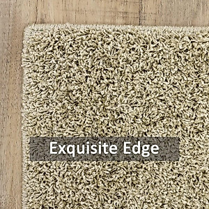 COZYLOOM Large Shag Area Rug 9x12 Luxury Soft Shaggy Rug, Plush Fluffy Indoor Floor Carpet Cozy Solid Modern Rug Anti-skid Bedroom Floor Cover Living Room Nursery Throw Carpet Natural Color