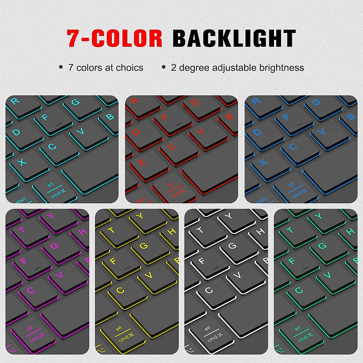 Fintie Keyboard Case for Samsung Galaxy Tab S8/Tab S7 11 Inch (Model SM-X700/X706/T870/T875/T878), Slim Stand Cover w/Detachable Wireless Bluetooth Keyboard, 7 Color Backlight, Black
