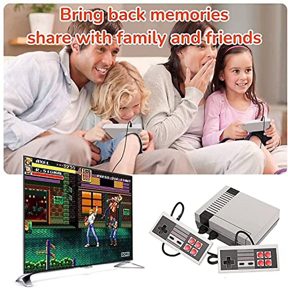 Retro Game Console,Classic Game System Built in 620 Games and 2 Classic Controllers,AV and HDMI HD Output Plug and Play Video Games for Kids and Adult
