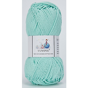 YUYOYE 100% Mercerized Cotton Yarn for Crochet and Knitting - 100g,Aque Green-03