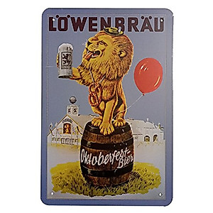 ERLOOD Lowenbrau Beer Retro Vintage Home Decor Wall Tin Sign