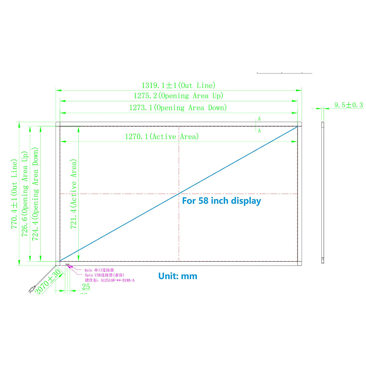 DeYoWo 58 Inch Interactive 10 Points Infrared IR Touch Screen Overlay Frame Free Driver