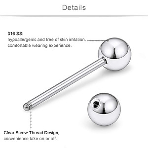 SCERRING 8 Pairs 14G Stainless Steel Clear CZ Nipple Ring Tongue Straight Barbell Rings Bars Retainer Body Piercing Jewelry for Women Men 9/16Inch Silver