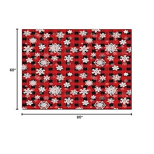 Christmas Snowflake Area Rug, Anti-Slip Rug 2'x3', Stain Proof Rugs for Living Room, Soft Foldable Lightweight Machine Washable Area Rug Comfy Carpet, Merry Xmas Red Black Plaid