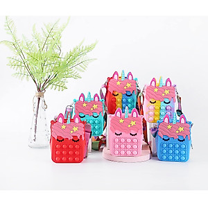 Unicorn Pop Purse for Girls Silicone Kids Bag Shoulder Toy Bubble Popper Lovely Sensory Stress Relief Students