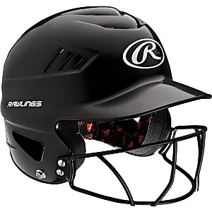 Rawlings | COOLFLO Batting Helmet | 6 1/2" - 7 1/2" One Size Fits Most | Black + Facemask