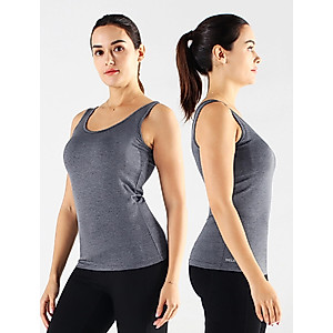 NELEUS Women's 3 Pack Running Compression Tank Top with Bra,8087,black/grey/white,X-Large