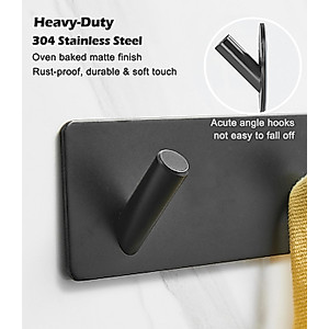 CURHOO Stainless Steel Towel Hooks - Heavy Duty Wall Mount Key Holder for Bathroom, Kitchen, Bedroom & Office, Self-Adhesive, 4 Hooks, 10 x 1.77 inches, YKH35