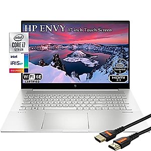 HP Envy Laptop 17 inch Touch Screen, Windows 11, Intel i7-1255U 10 Core, FHD 300Nits 100% sRGB Display, Backlight Keyboard, Thunderbolt 4 USB Type-C, Wi-Fi 6E, HDMI Cable (32GB RAM | 1TB PCIe SSD)