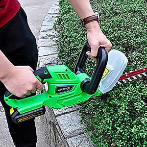 Werktough 20V Cordless Hedge Trimmer Electric Garden Yard Trimmer with 2.0A Battery and Fast Charger HT001