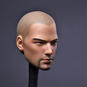 1/6 Scale Male Head Sculpt, Asian Male Bald Head Carved for 12'' Soldier Action Figure Body Doll Collection (Holy Monk Head Sculpture)