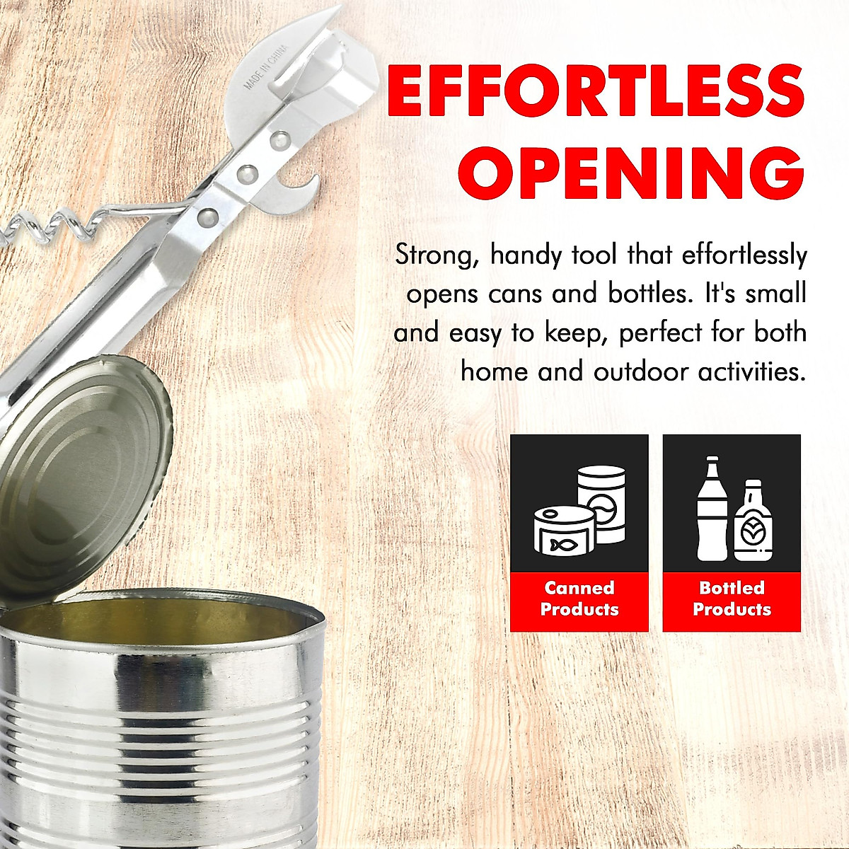 Chef Craft Select 3-in-1 Can Opener, 6 inches in length, Stainless Steel