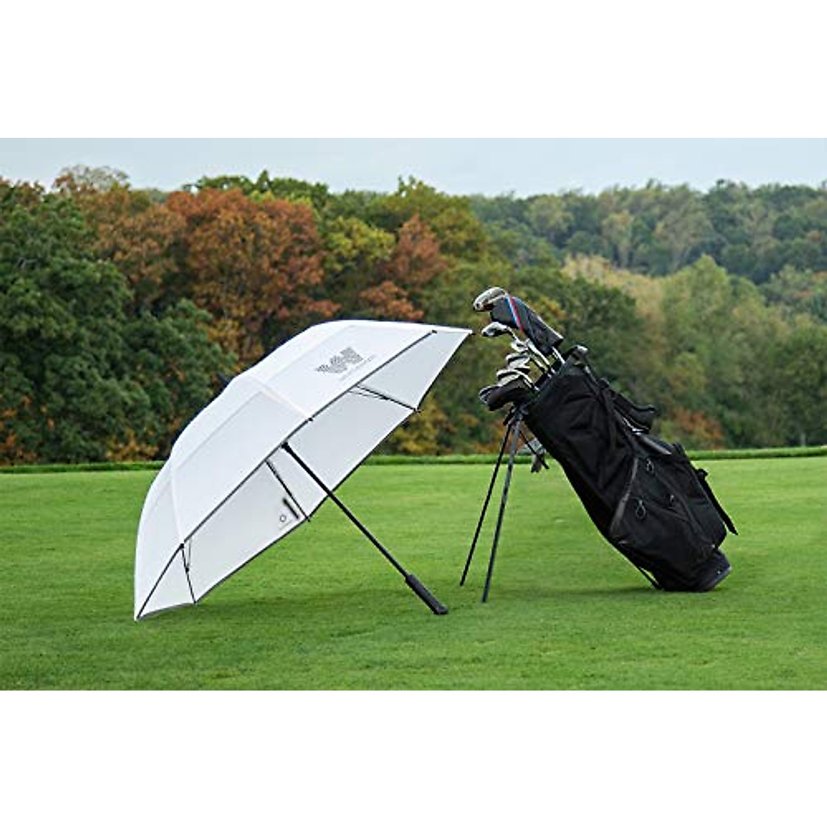 Weatherman Umbrella - Golf Umbrella - Windproof Sports Umbrella Resists Up to 55 MPH Winds - Available in 2 Sizes (62 inch, White)