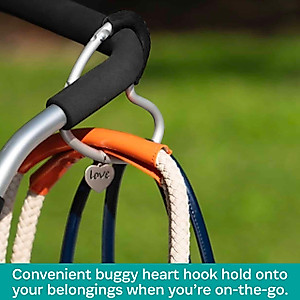 BUGGY HEART HOOK by BUGGYGEAR - The Perfect Way to Carry Your Baby Diaper Bag - Use The Hook on Your Stroller Handle Bars and Let The Hooks Do The Work - Hook Your Bags, Purse and Bottles