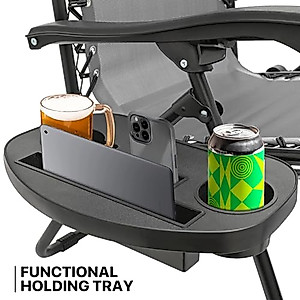 MoNiBloom Zero Gravity Chairs Set of 2, Patio Anti Gravity Recliner with Canopy Shade, Foldable Outdoor Lounger with Cup Holder Tray, Headrest and Footrest for Beach Camping, Grey