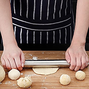 KUFUNG Professional French Rolling Pin for Baking Top-Grade Stainless Steel, Light Weight, Easy to Roll Design Metal Rolling Pin Fondant Rolling Pin for Pie Crust (L, Silver)