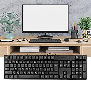 Zyyini Computer Keyboard, 104 Keys USB Wired Arabic Keyboard for Home Office Gaming, Ergonomics Wired Gaming Keyboard for Laptop Computer, Plug and Play