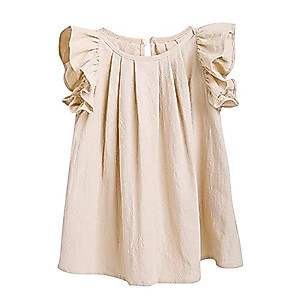 Yanmucy Toddler Cotton Dress Baby Girls Summer Beach Ruffle Beige Dresses 6-24 Months (as1, Age, 9_Months, 12_Months, Beige)