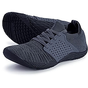 WHITIN Men's Trail Running Shoes Minimalist Barefoot Wide Width Toe Box Size 11 Gym Workout Fitness Low Zero Drop Sneakers Treadmill Free Dark Grey 44