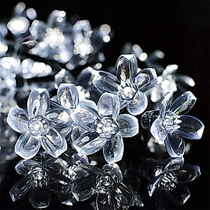 Solar Flower String Lights,AMZSTAR® 21ft 50 LED Peach Blossom Fairy Lights Indoor/Outdoor Decorative String Lights for Home Garden Patio Lawn Party and Weeding Decorations(White)