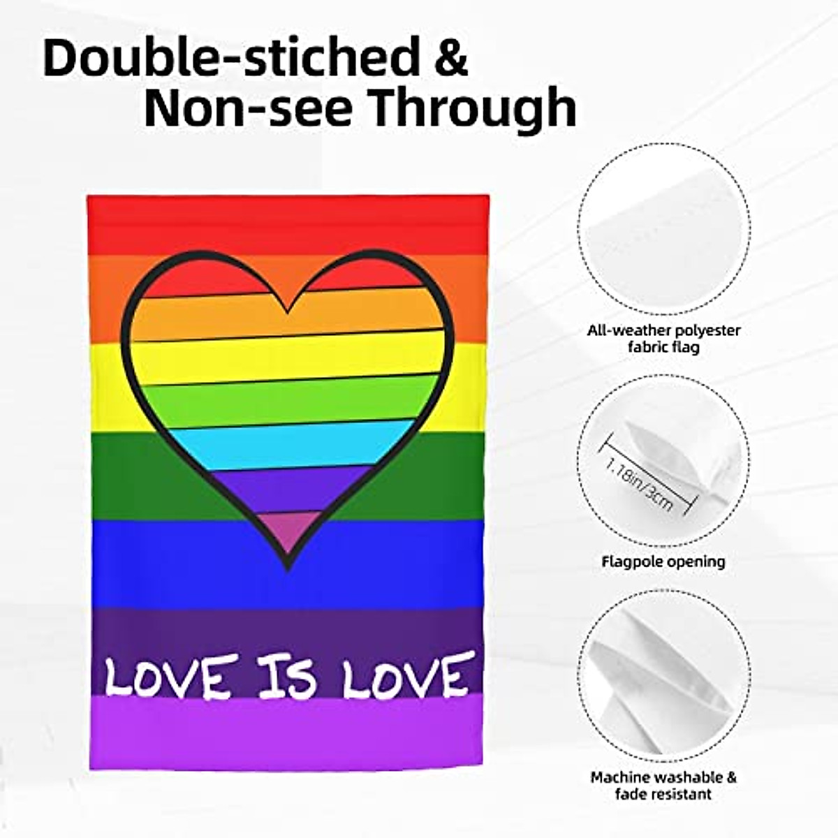 Love Is Love Rainbow Pride Garden Flags Vertical Double Sided Holiday Rainbow Flag Love Is Love Garden Flag Outside Decor For Home Yard Farmhouse 12×18 Inch