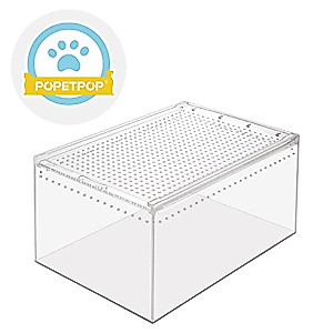 POPETPOP Reptile Breeding Box, Reptile Feeding Container Aquarium Breeding Tank Transparent Reptile Feeding Box Reptile Terrarium Habitat for Snake Turtle Lizards