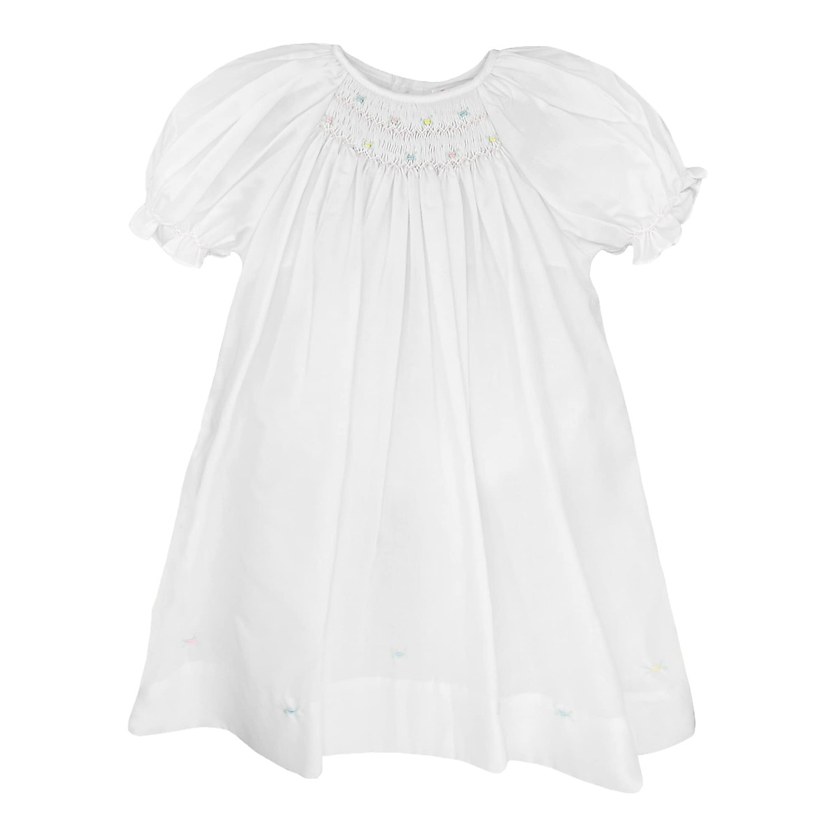 Petit Ami Baby Girls' Daydress with Embroidered Hem, 9 Months, White