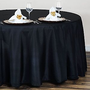 Balsa Circle 10 pcs 120 inch Black Round Tablecloths Fabric Table Cover Linens for Wedding Party Polyester Reception Banquet Events Kitchen Dining