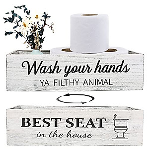 CuffUp Bathroom Decor Box, Toilet Paper Basket 2 Sides Signs Farmhouse Bathroom Basket Toilet Basket Tank Topper Rustic Farmhouse Home Decor for Livingroom Kitchen (One Box)