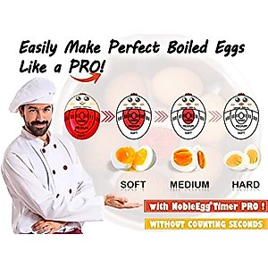 NobleEgg Egg Timer Pro | Soft Hard Boiled Egg Timer That Changes Color When Done | No BPA, Certified