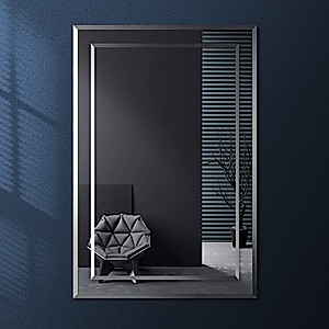 FRALIMK Mirror on Mirror Frameless Rectangular Wall Mirror for Bathroom 22" x 32" Polished Beveled Edge Rectangle Wall Mirror Decorative Wall Mirrors for Entryways, Living Room, Washroom and Bedroom