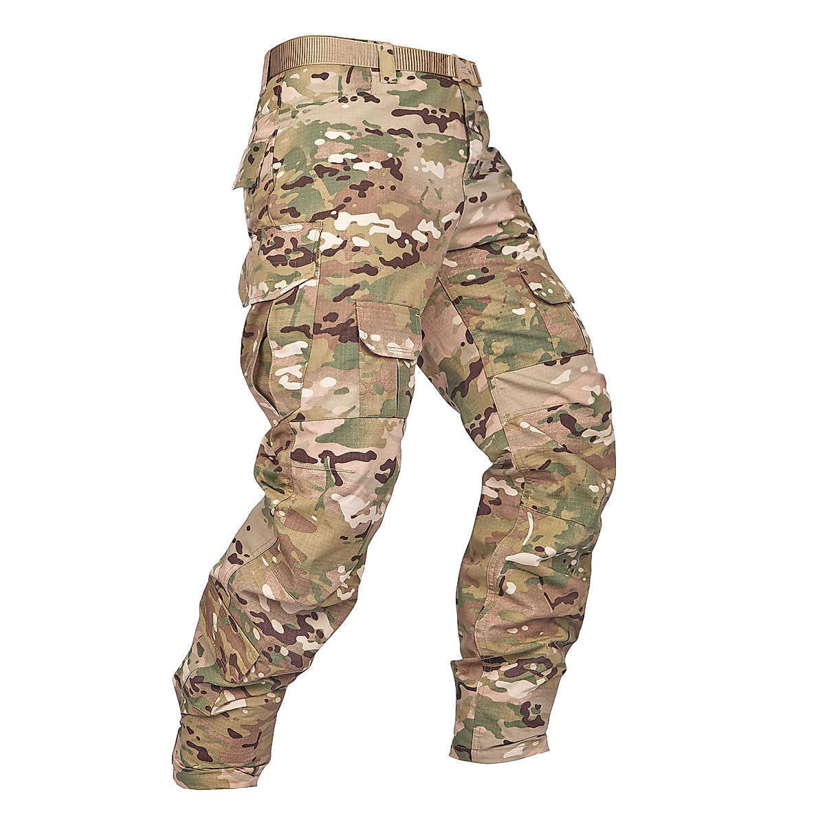 OCANXUE Men's Tactical Pants Camo Cargo Pants Ripstop Work Hiking Pants with 10 Pockets No Belt Size 36
