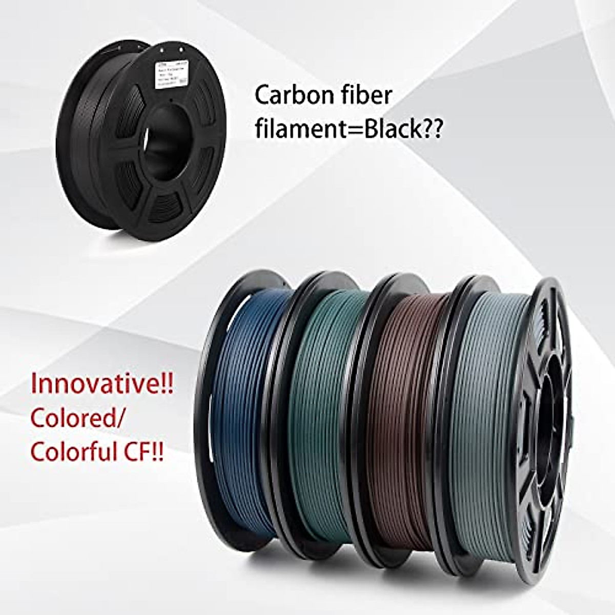 IEMAI 3D Printer Filament Bundle, Colorful Carbon Fiber PLA Filament 250g x 4 Spools, PLA Filament 1.75mm Dimensional Accuracy +/- 0.02mm (Blue/Blue Grey/Brown/Army Green)