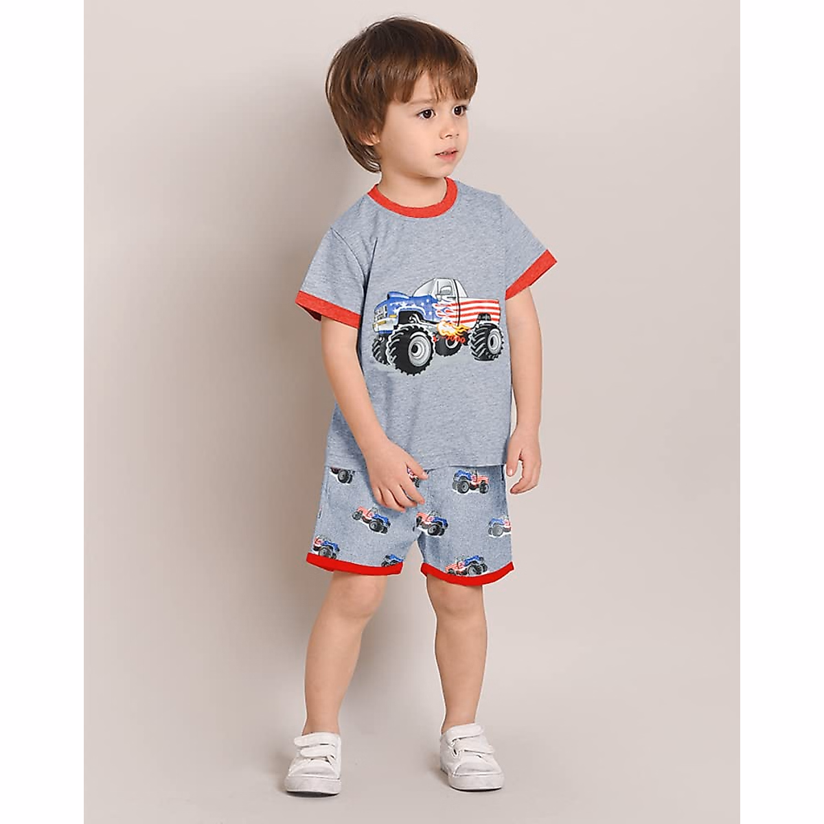 DDSOL Toddler Boys Pajamas Sets Summer Pjs 2 Piece Sleepwear Truck Cotton Kids Short Jammies 5T 6T