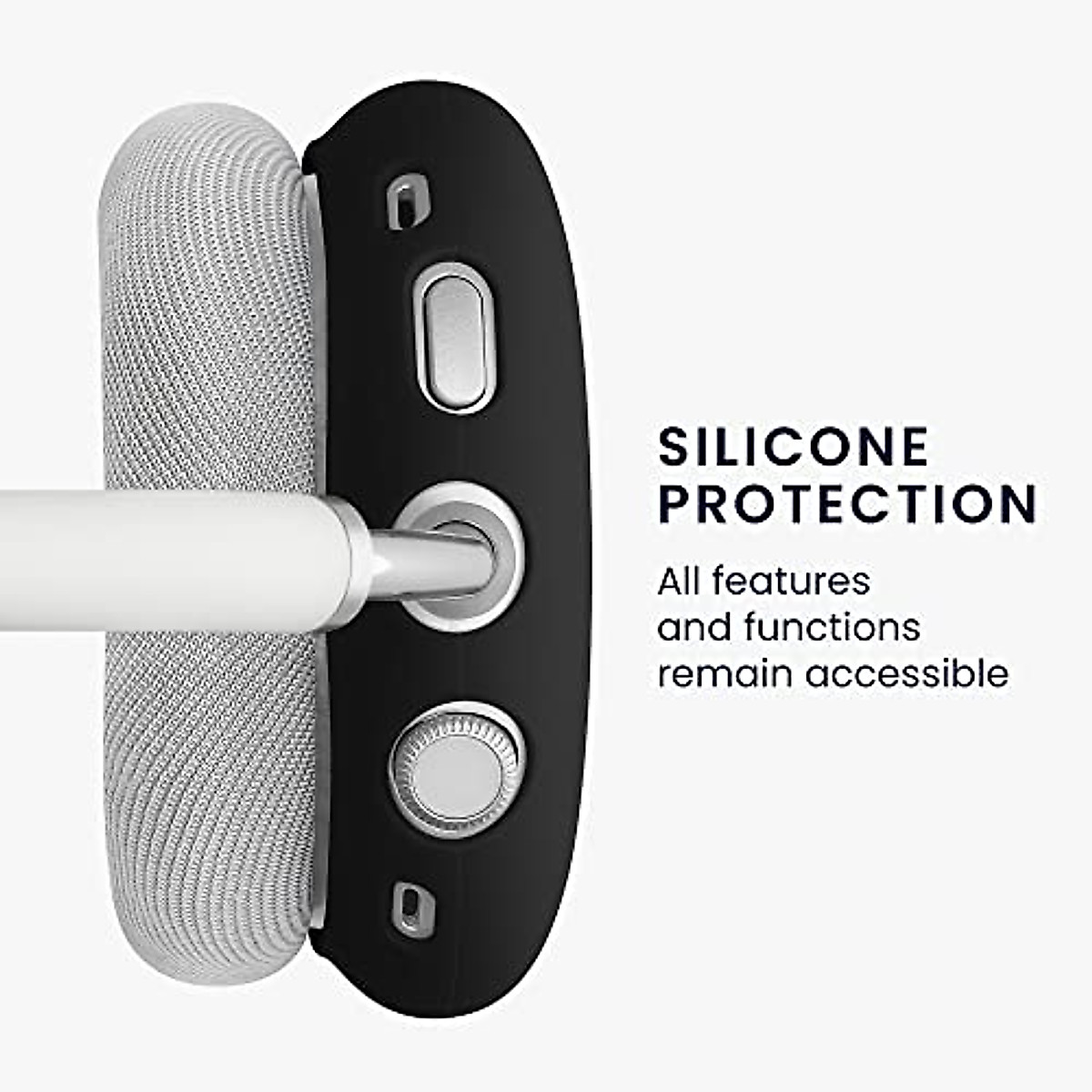 kwmobile Silicone Covers Compatible with Apple AirPods Max (Set of 2) - Ear Cups Cover Case - Black