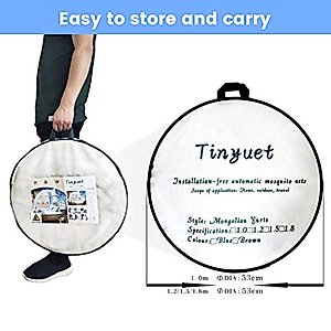 Tinyuet Mosquito Net for Bed, 47.2x78.7in Pop-up Mosquito Net Tent for Indoor and Outdoor Use, Portable Double Door Travel Mosquito Net with Net Bottom, Insect Screen-Brown Edge