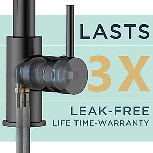 FORIOUS Black Kitchen Faucet, Commercial Kitchen Faucet with Pull Down Sprayer, Stainless Steel Kitchen Sink Faucets for 1 or 3 Hole, Single Handle Spring Faucet for Sink Farmhouse Rv Laundry Room