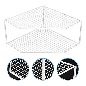 SHERCHPRY 2-Tier Corner Storage Shelf Metal Wire Cabinet Corner Shelf Organizer Plates Dishes Spices Rack Kitchen Cosmetics Makeup Organizer Holder for Home Pantry Bathroom