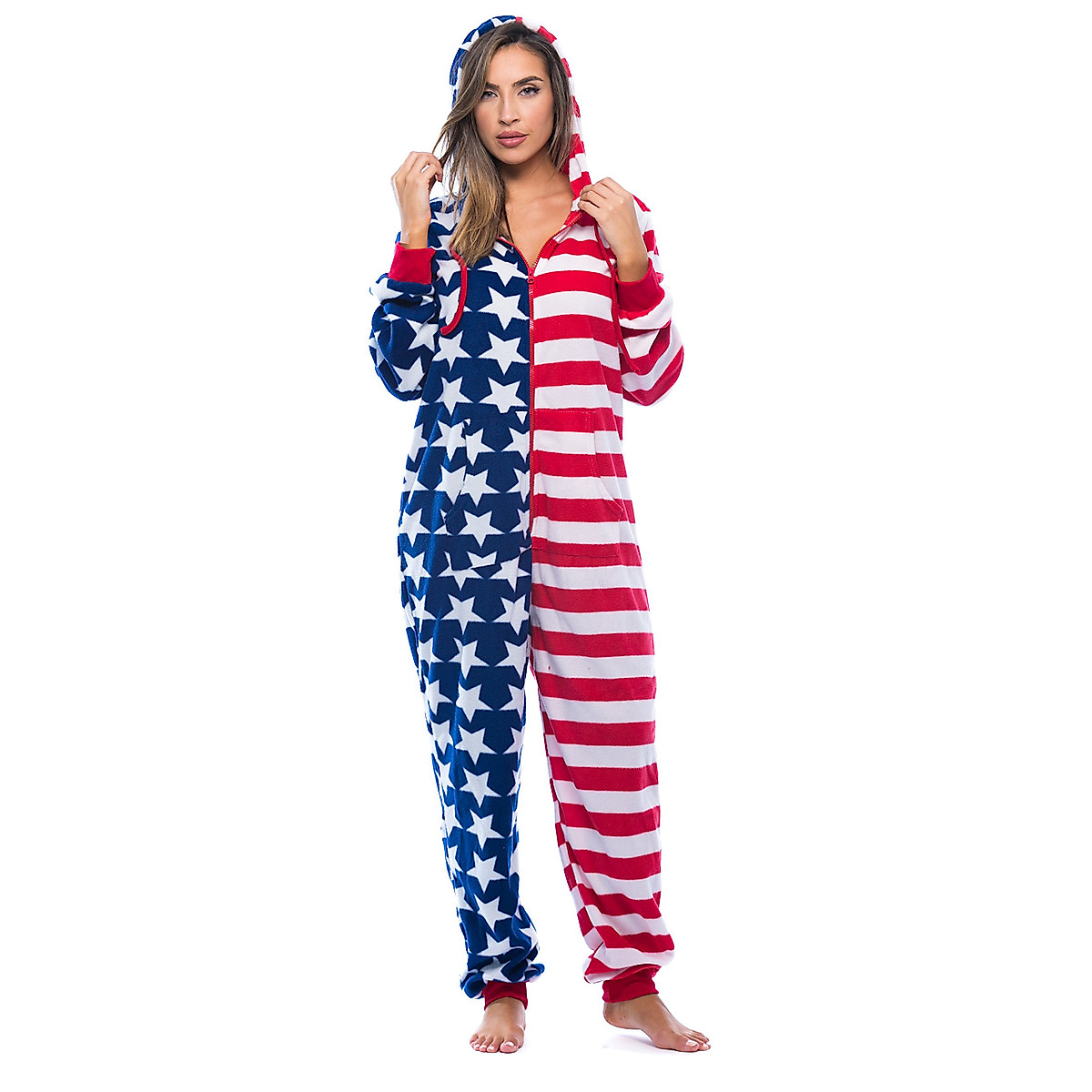 #followme 6424-RWB-M American Flag Adult Onesie/Pajamas