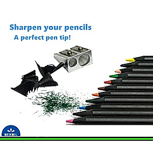 WEKOIL Pencil Sharpeners Manual Twin Metal Dual Sharpening Blade Double Holes Rectangular Pencil Sharpener for Colored Graphite Pencils Crayons Jumbo, Pack of 4,Silver