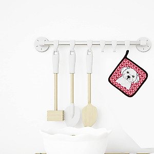 Caroline's Treasures BB5278PTHD Maltese Pair of Pot Holders Kitchen Heat Resistant Pot Holders Sets Oven Hot Pads for Cooking Baking BBQ, 7 1/2 x 7 1/2