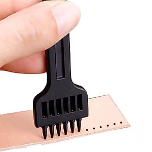 Citian Leather Round Hole Punching Tool 4mm 2/4/6 Claw Tooth Set for DIY Leather Craft (Black)