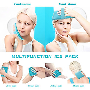 Gel Beads Ice Pack Ice Bag with Strap-1 Pack Reusable Hot & Cold Pack Compress for Knee, Shoulder, Foot, Back, Ankle, Neck, Hip, Elbow, Wisdom Tooth-7.76''x4.93''(Blue)